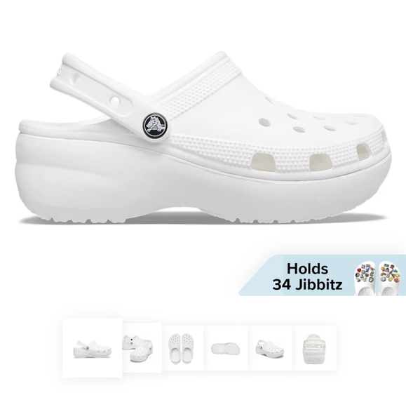 CROCS | Shoes | Crocs Solid White Classic Platform Clogs Us J 6 | Poshmark